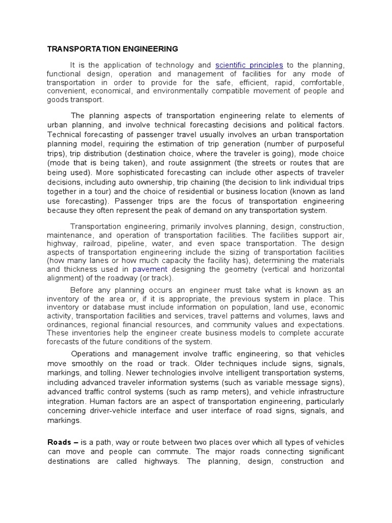 Transportation Engineering Pdf Transportation Engineering