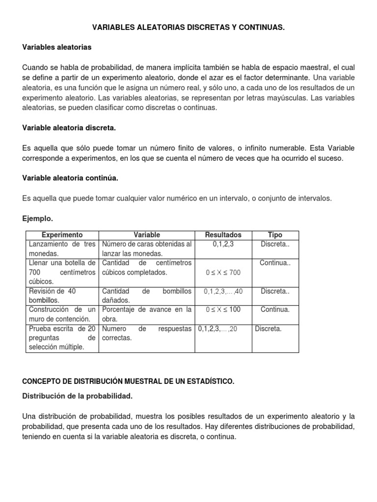 ESTADÍSTICA INFERENCIAL Clase 10 | PDF | Variable aleatoria | Media
