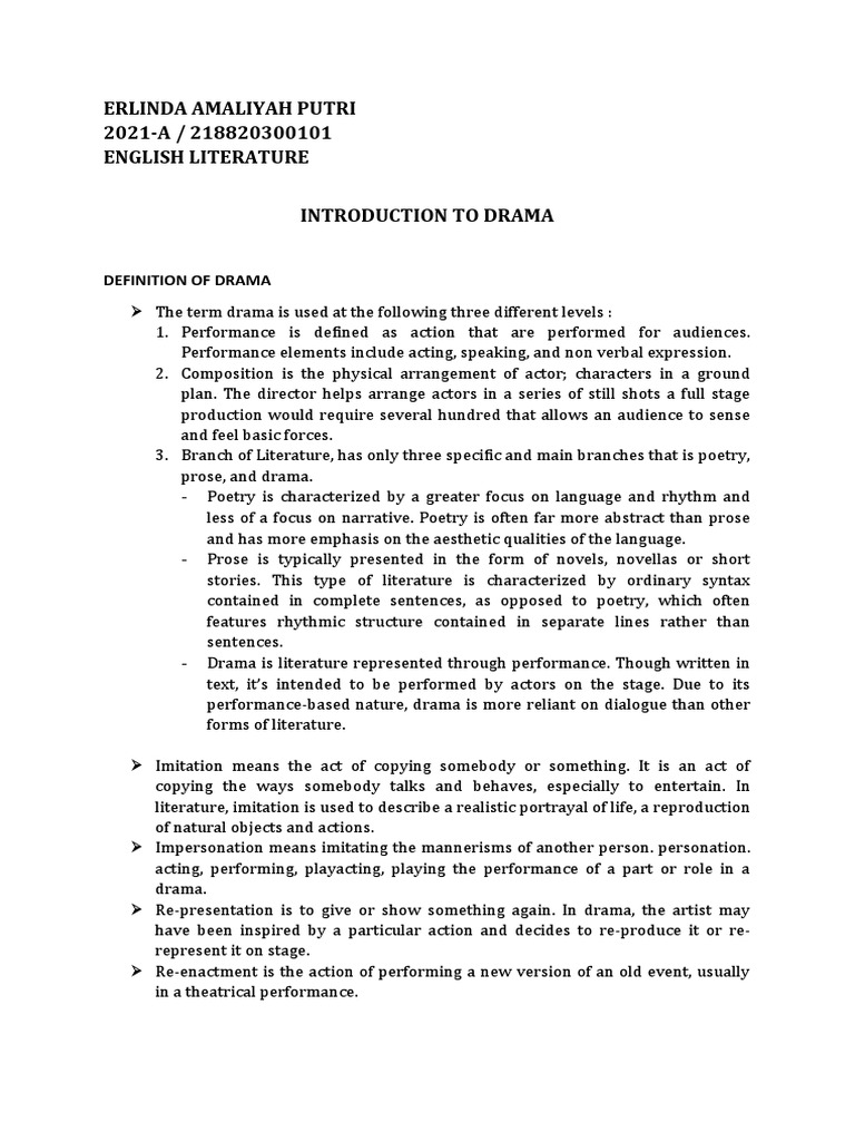 Assignment - Introduction To Drama | PDF | Play (Theatre) | Comedy