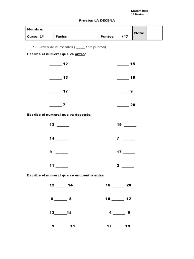 Prueba LA DECENA | PDF