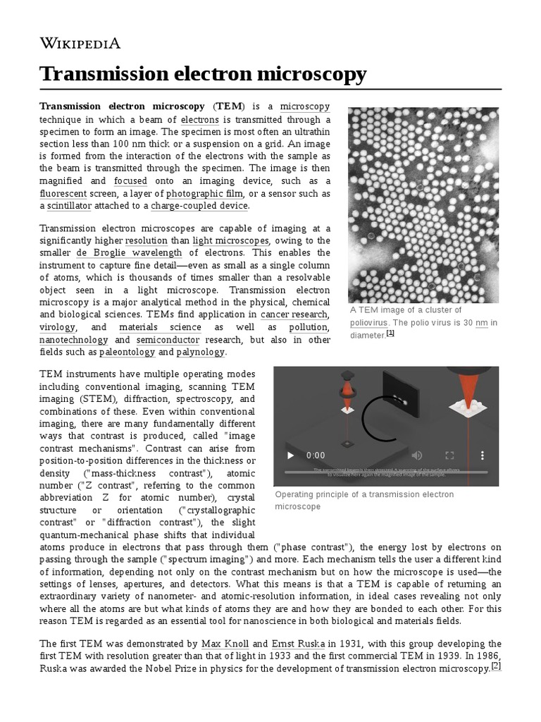 Transmission Electron Micros | PDF | Transmission Electron Microscopy | Electron Microscope