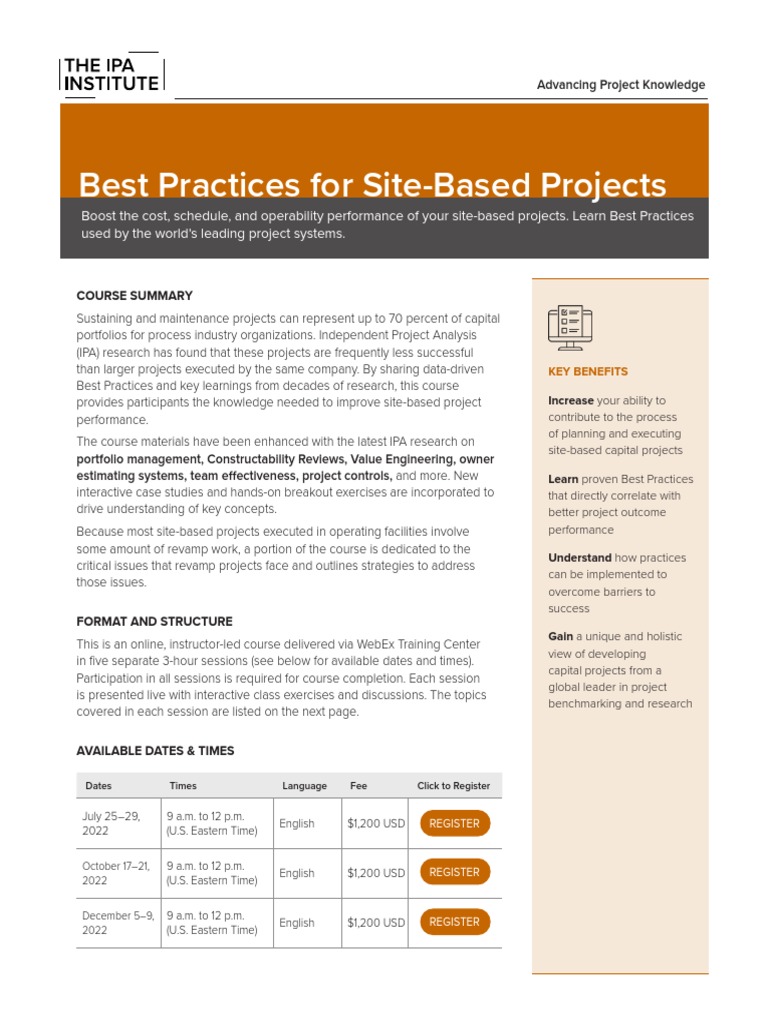 Best Practices Site Based Projects | Download Free PDF | Investment ...