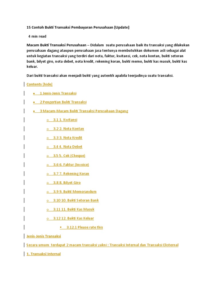 Contoh Bukti Transaksi Pembayaran Perusa | PDF