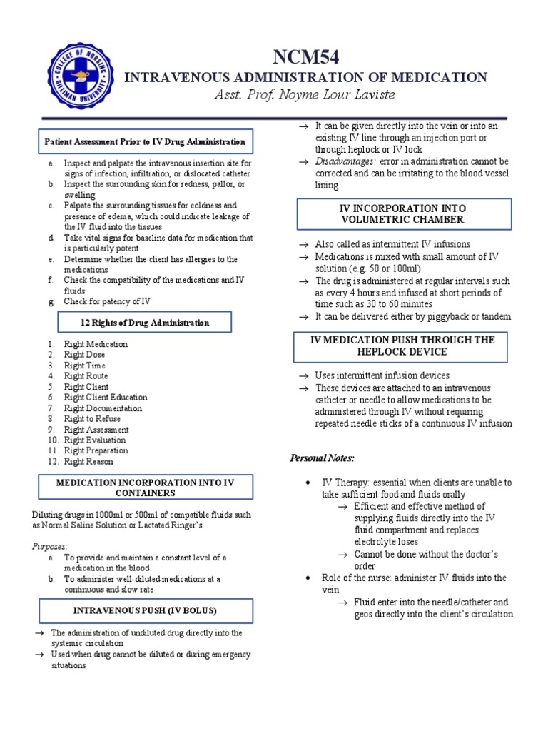 IV Administration of Meds | PDF