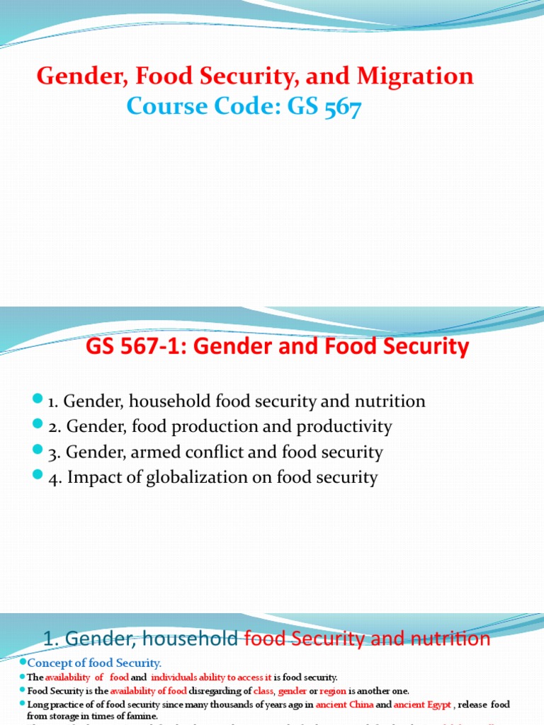 Gender's Role in Food Security | PDF | Food Security | Malnutrition