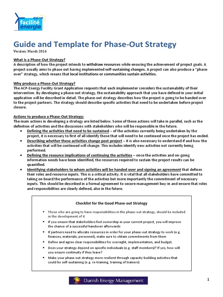 Guide and Template For Phase Out Strategy | PDF