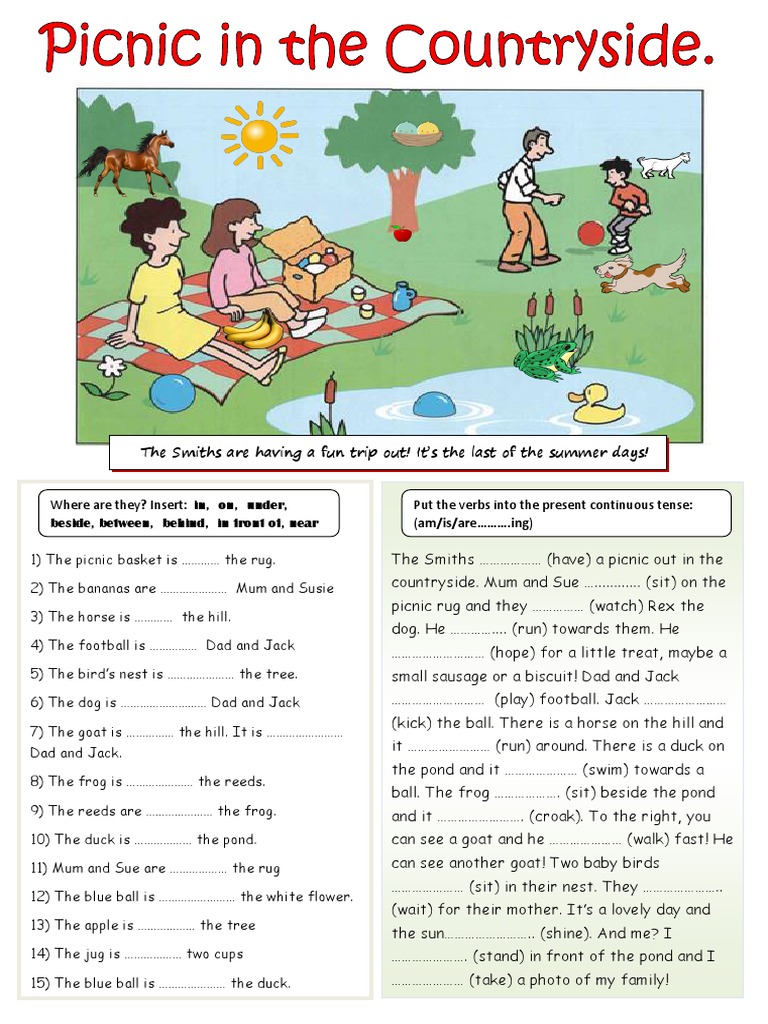 Picnic in The Countryside Picture Description Exercises - 101041 | PDF