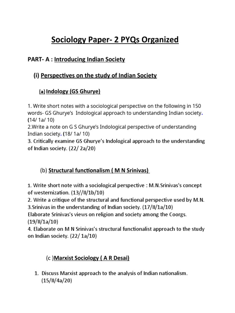 PYQ ppr-2 - 2013-22 | PDF | Tribe | Sociology