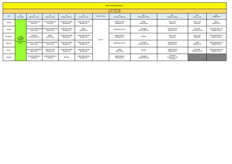 Teoler High School: PD9 2.10 PM To 3 PM | PDF
