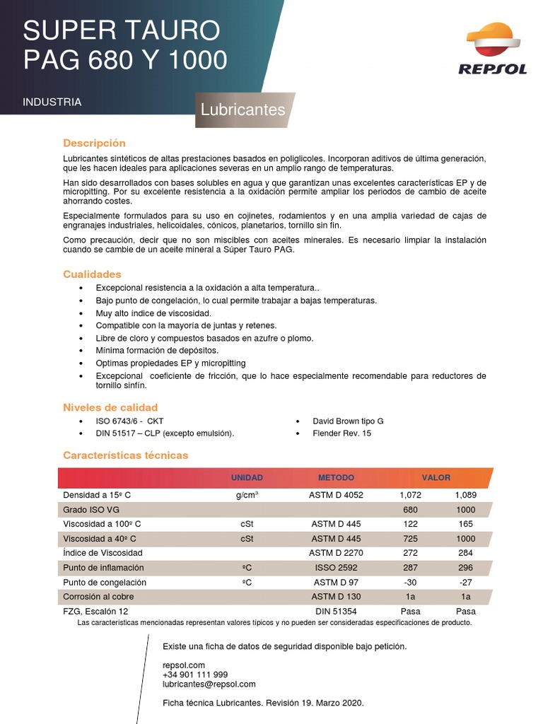 RP SUPER TAURO PAG 680 Y 1000 tcm13-62601 | PDF | Lubricante ...