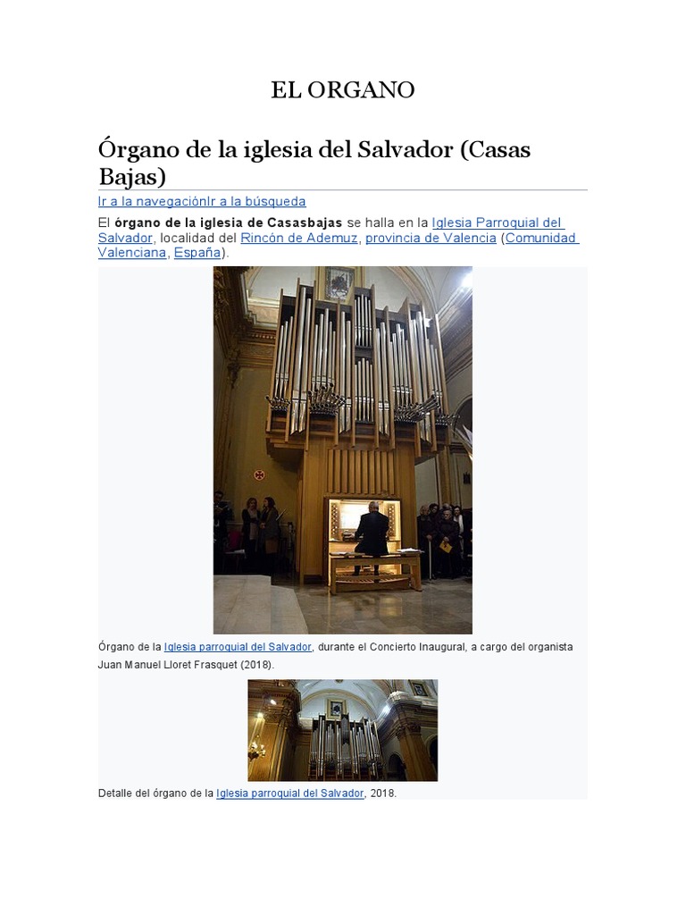 El Organo | PDF | Instrumentos musicales | Tecnología musical