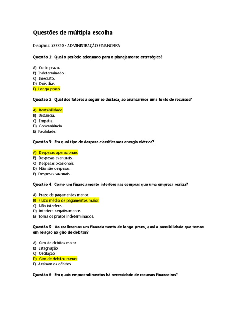 Prova Presencial Unip | PDF