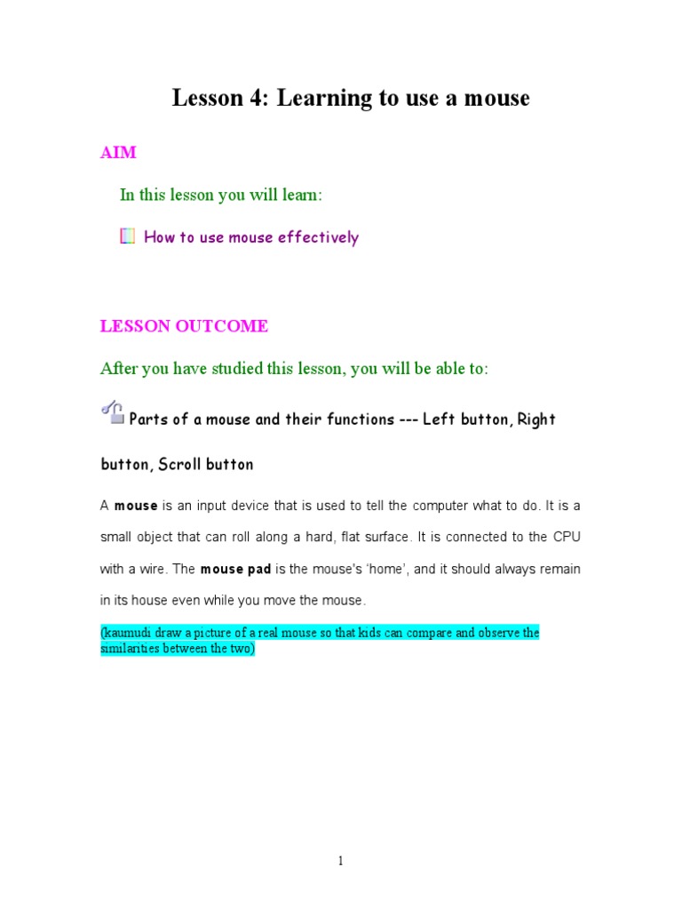 Lesson 4 | PDF | Cursor (User Interface) | Computing