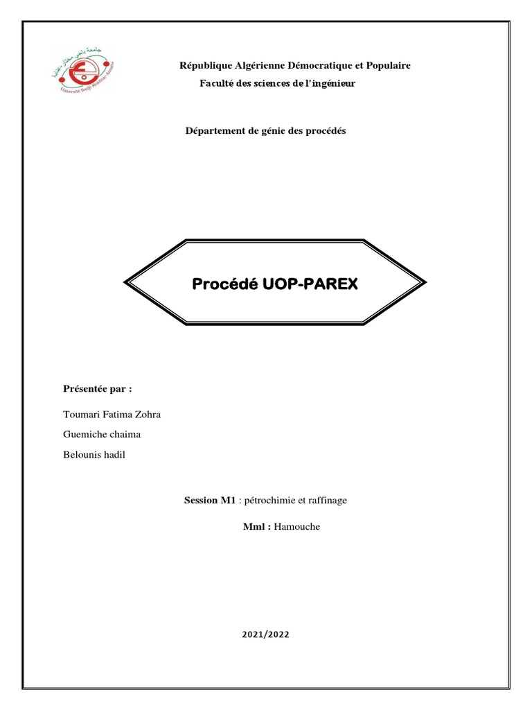 Procédé UOP-PAREX pour le p-xylène | PDF | Adsorption | Chimie