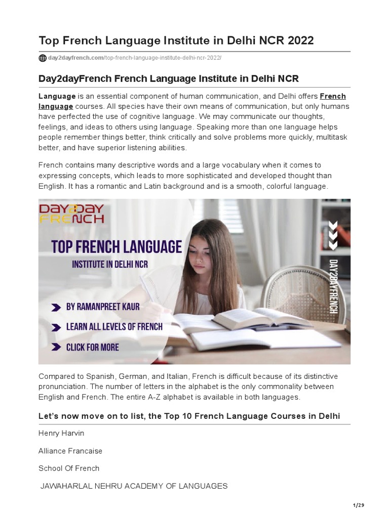 Top French Language Institute in Delhi NCR 2022 | PDF | Language ...