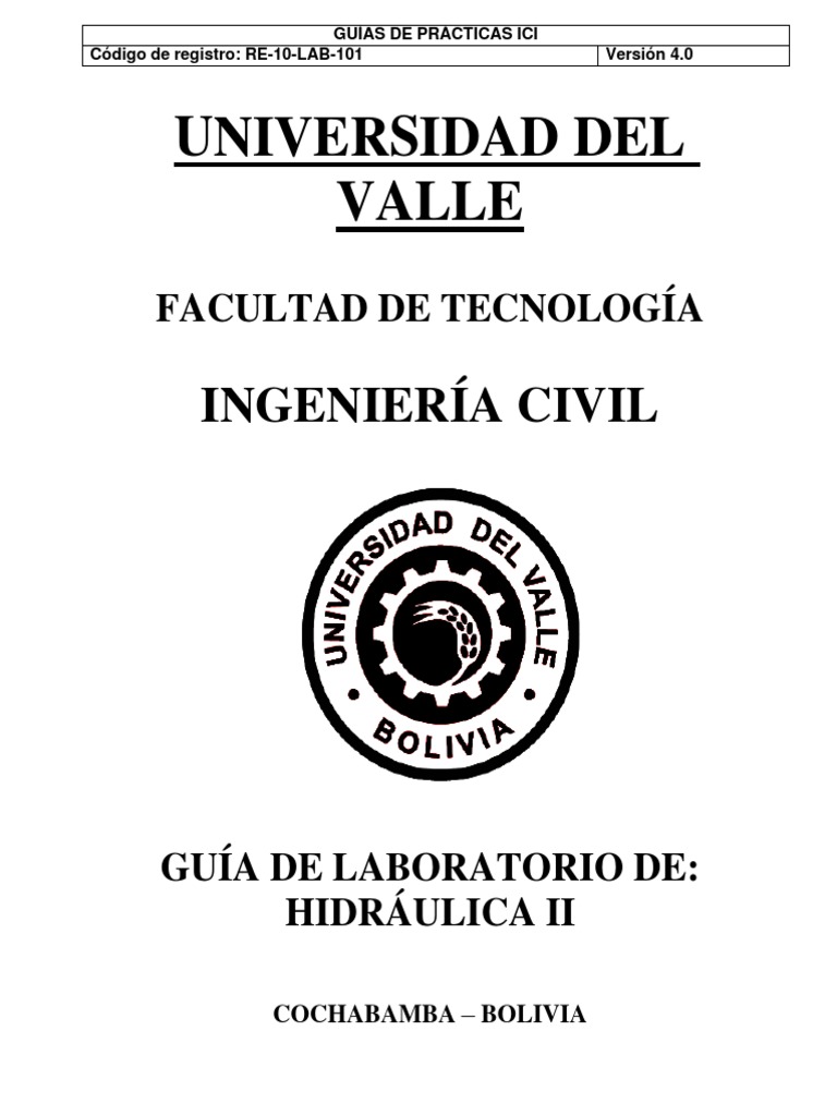 Re 10 Lab 101 Hidraulica II v4 | PDF | Descarga (hidrología) | Canal