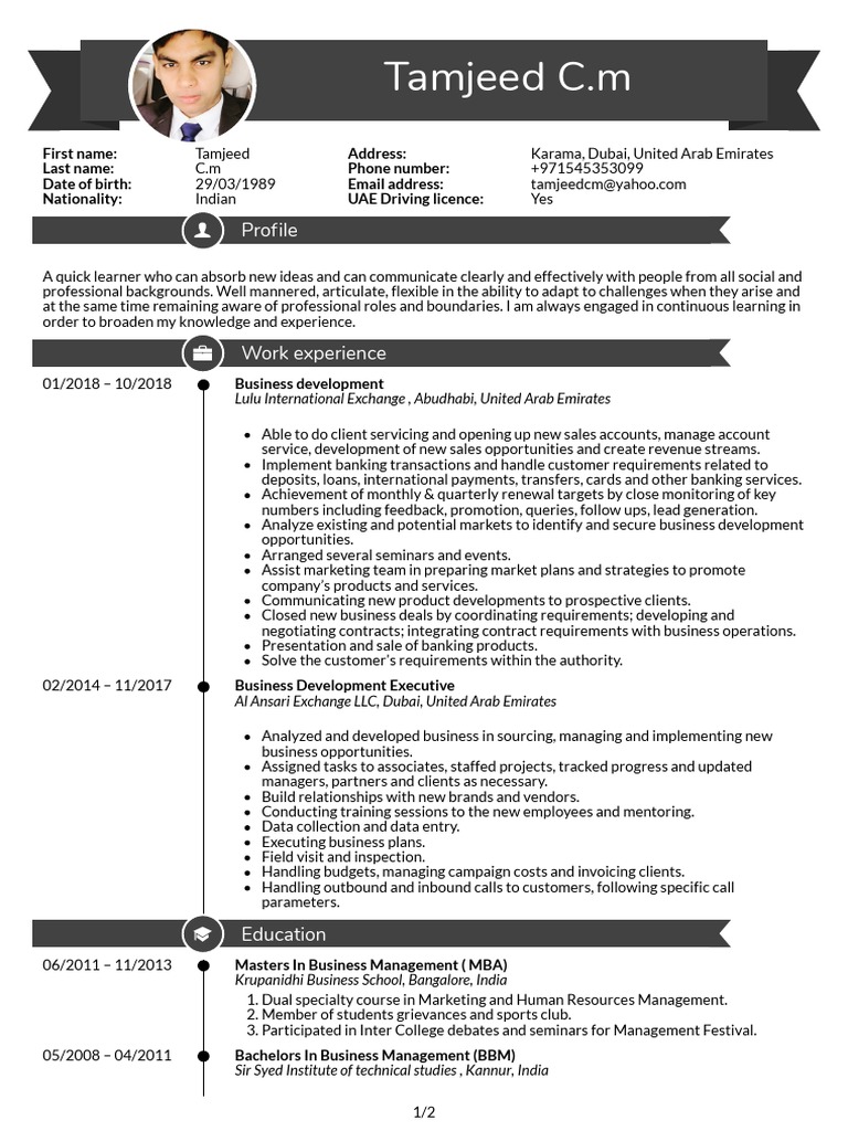 My CV (S) | PDF | Banks | Sales