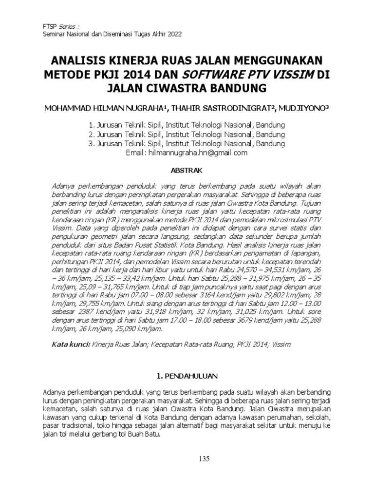 Analisis Kinerja Ruas Jalan Menggunakan Metode Pkji 2014 Dan DI Jalan ...