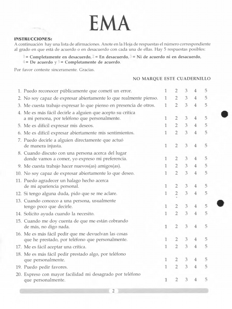 Escala Multidimensional de Asertividad Cuadernillo | PDF