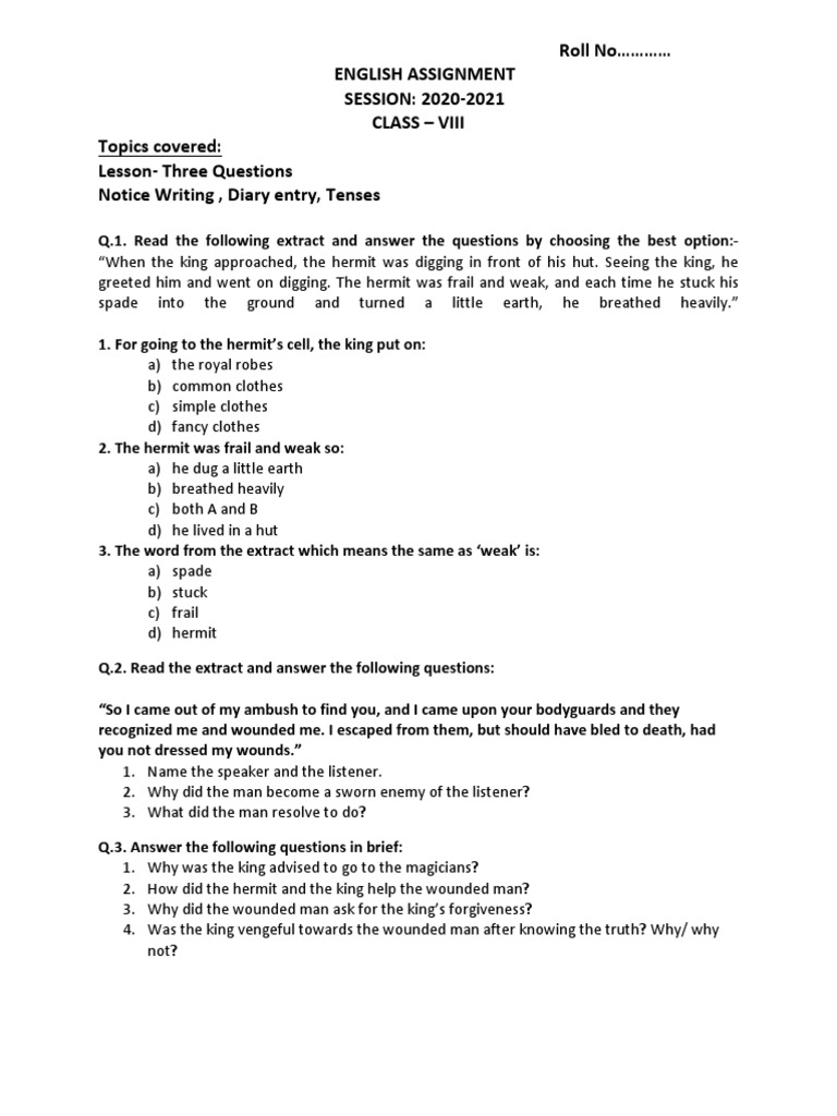 Cls-8 Three Questions | PDF | Forgiveness