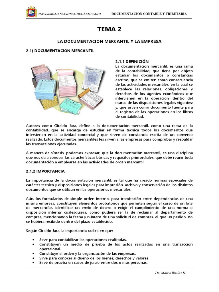 Tema 2: La Documentacion Mercantil Y La Empresa | PDF | Business | Contabilidad