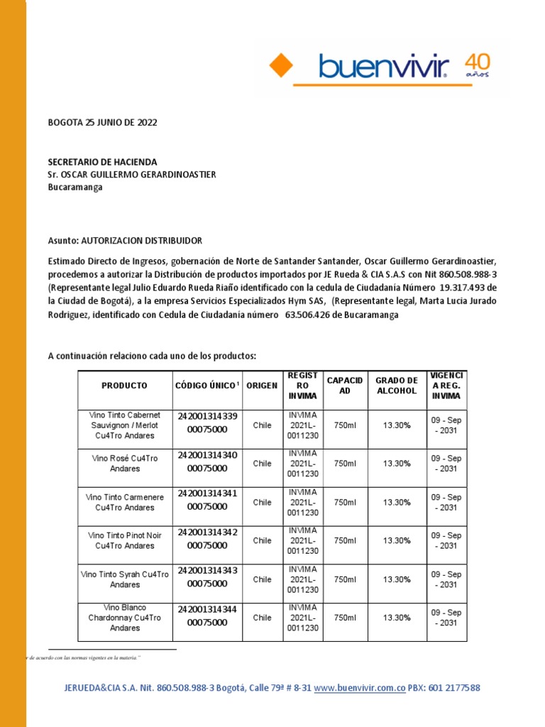 Carta de Distribucion | PDF
