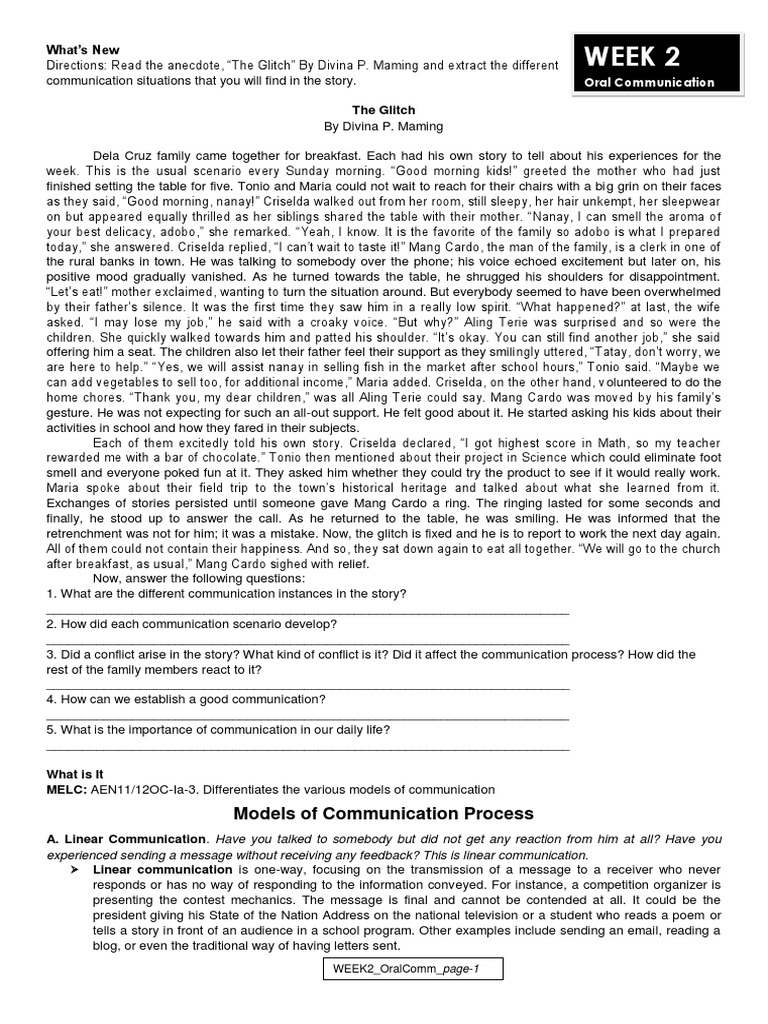 WEEK1 ORAL-COMM Handouts-1 | PDF | Communication | Human Communication