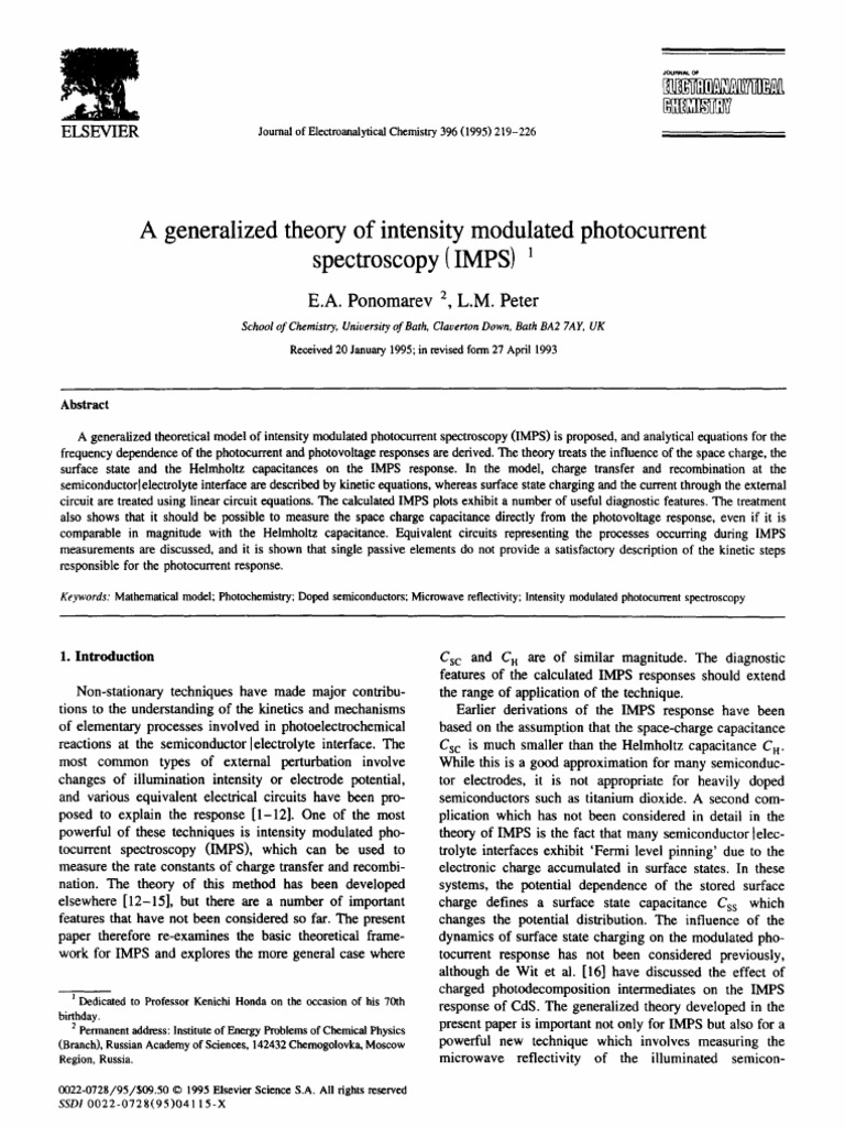 A Generalized Theory of Intensity Modulated Photo Current Spectroscopy ...