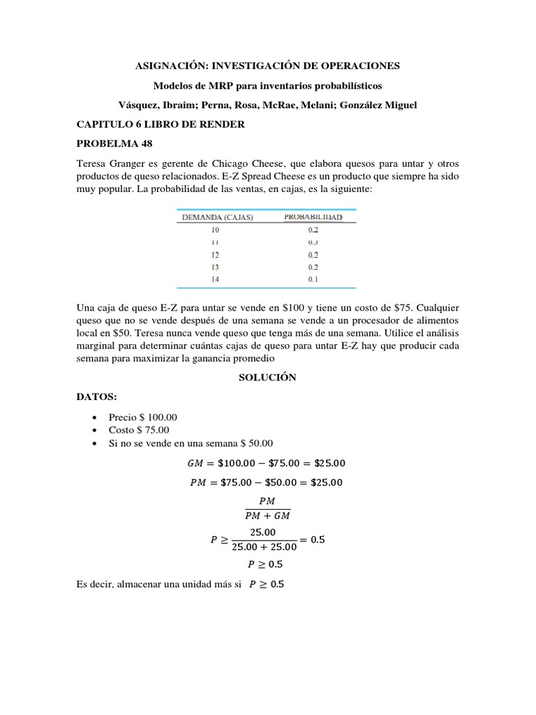 Modelos de Inventario MRP | PDF | Inventario | Desviación Estándar