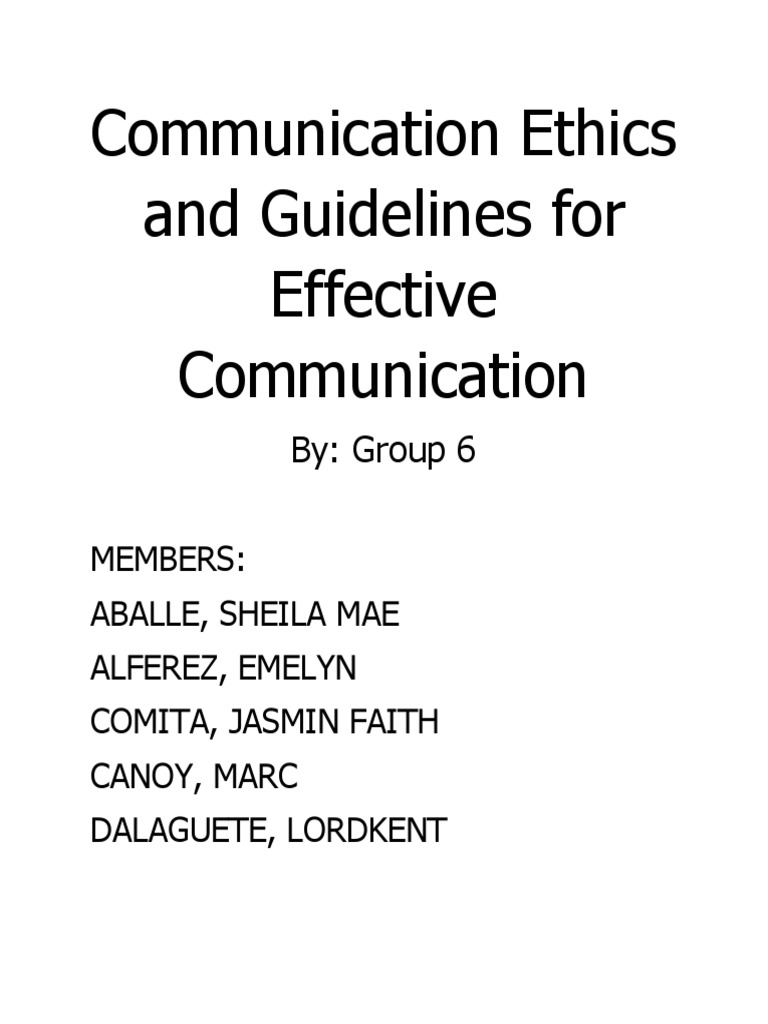 Communication Ethics and Guidelines For Effective Communication | PDF ...