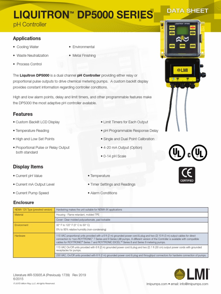 Liquitron DP5000 Datasheet 53935 A | PDF | Amplifier | Relay