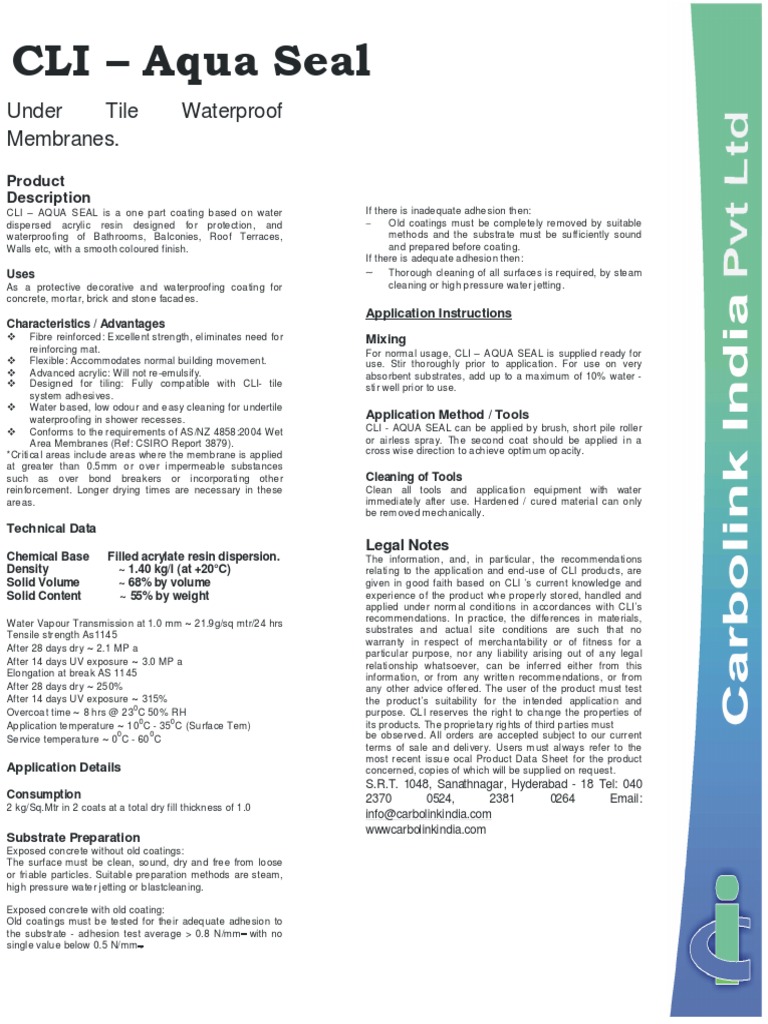 CLI - Aqua Seal | PDF | Water | Civil Engineering