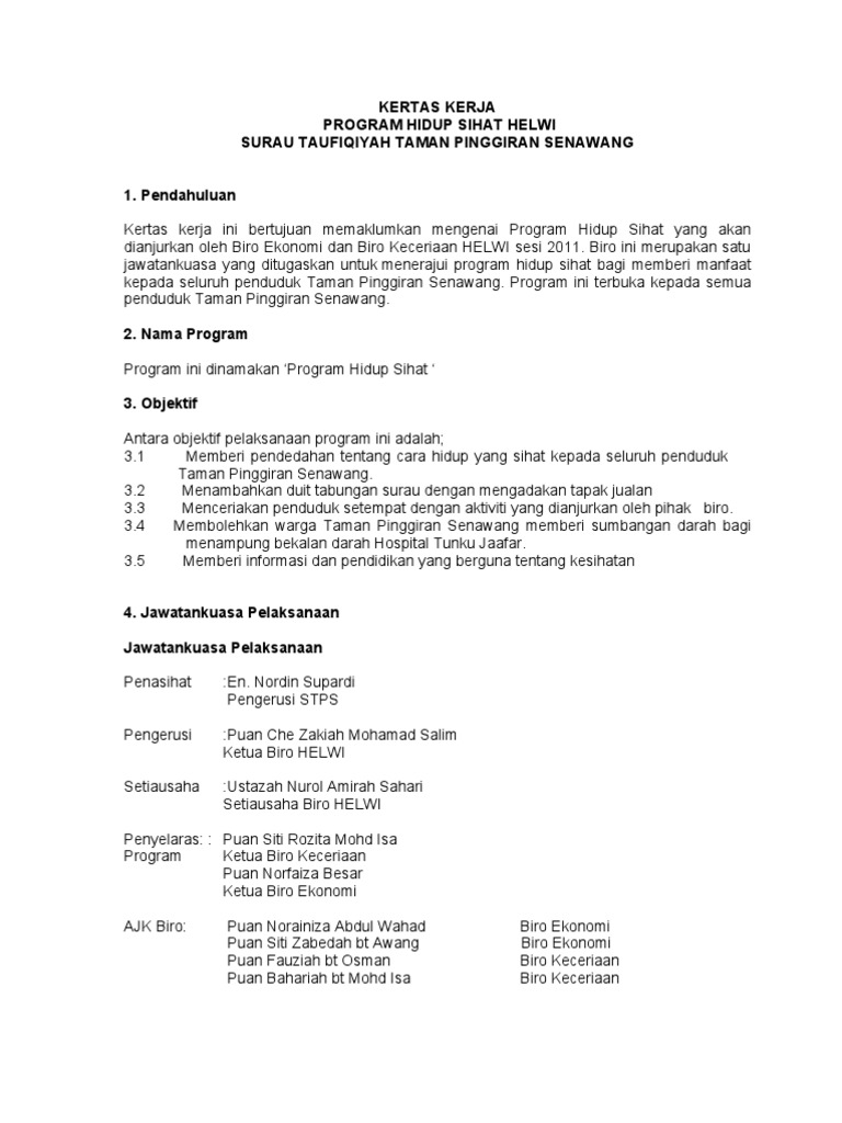 Contoh Kertas Kerja Ceramah Kesihatan - MylesqiGriffin