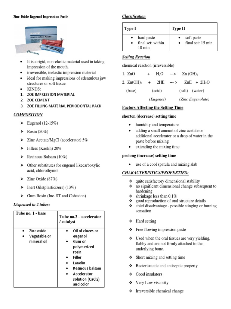 6 Impression Materials - NOTES | PDF | Colloid | Gel