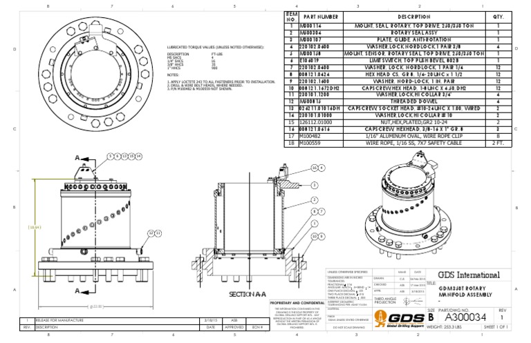A300034 Rev1 Manifold Assembly - GDM 350T Rotary | PDF | Screw | Equipment