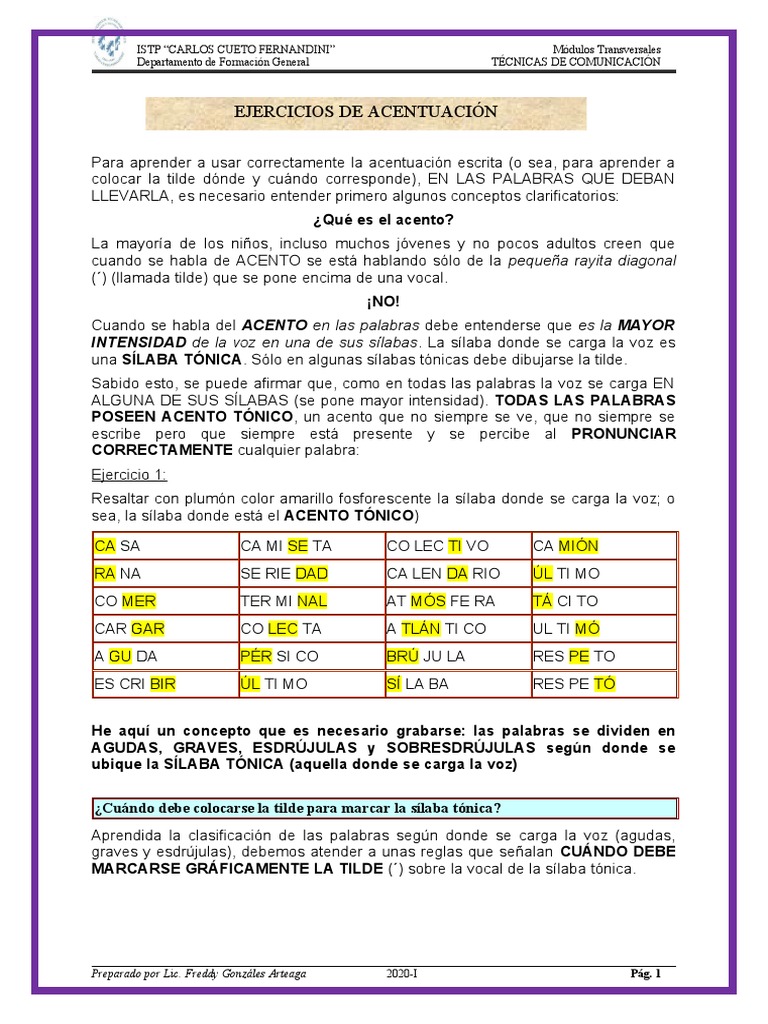 04E TRABAJO COLABORATIVO Practica Acento y Tilde-25 | PDF | Lingüística ...