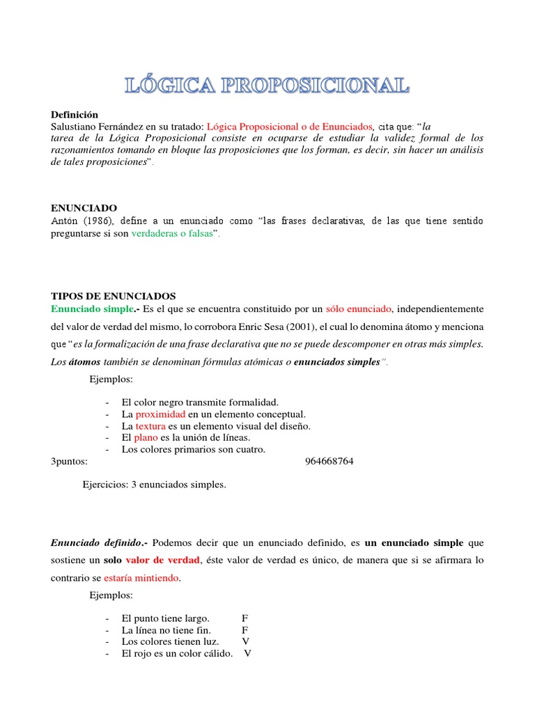 Logica Propocisional | PDF | Proposición | Lógica