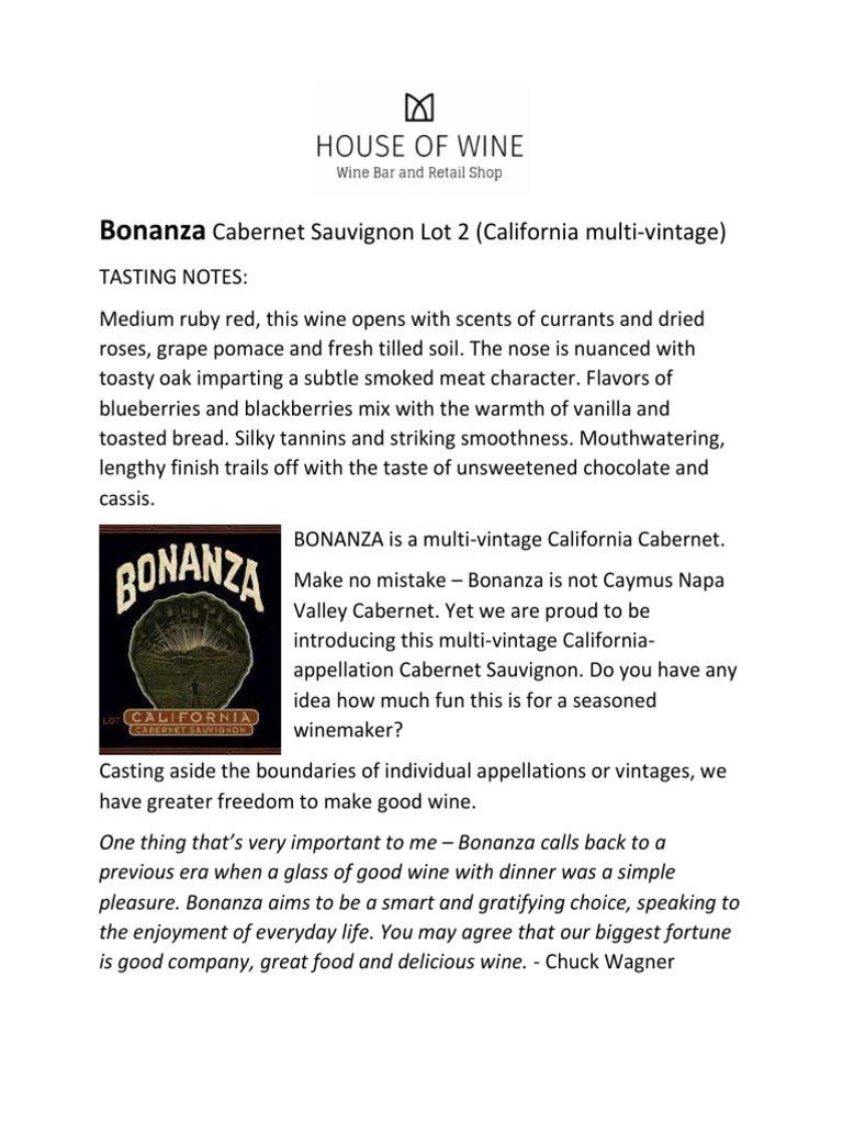 Bonanza Cabernet Lot 2 | PDF