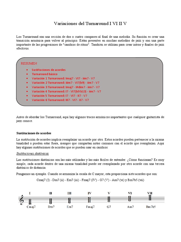 Variaciones Del Turnaround I VI II V | PDF