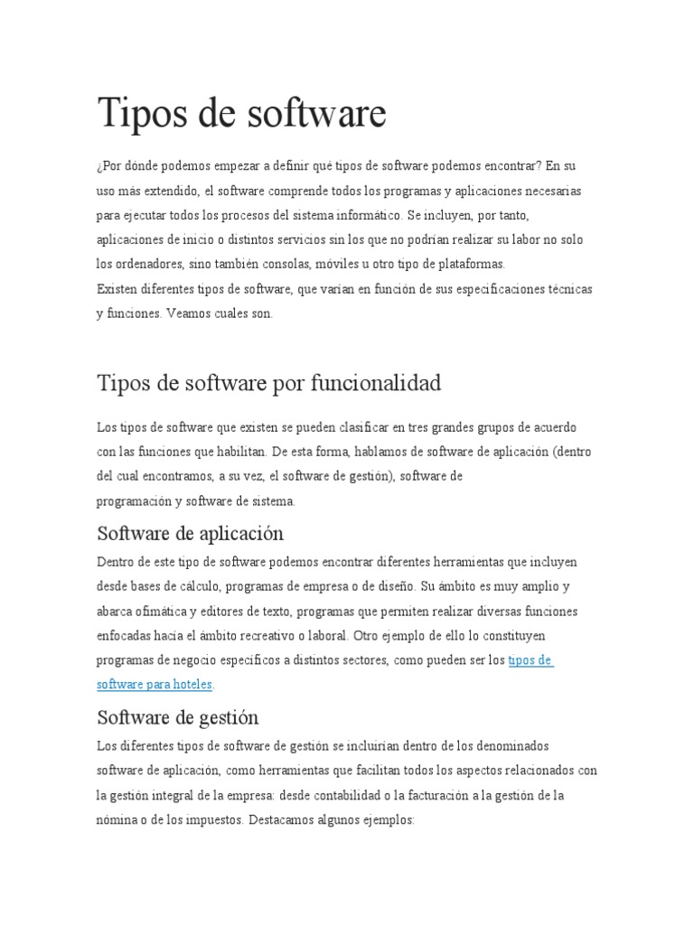 Tipos de Software | PDF | Software | Software de la aplicacion