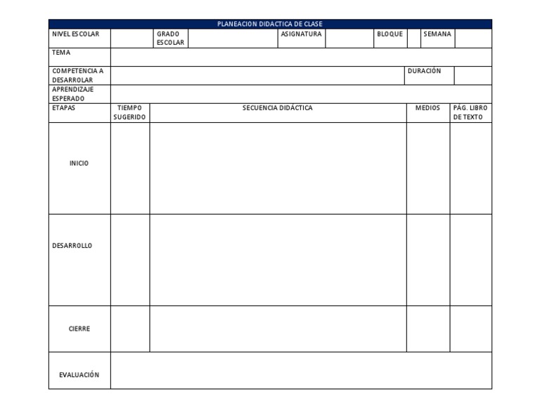 Formato de Planeacion de Clases | PDF
