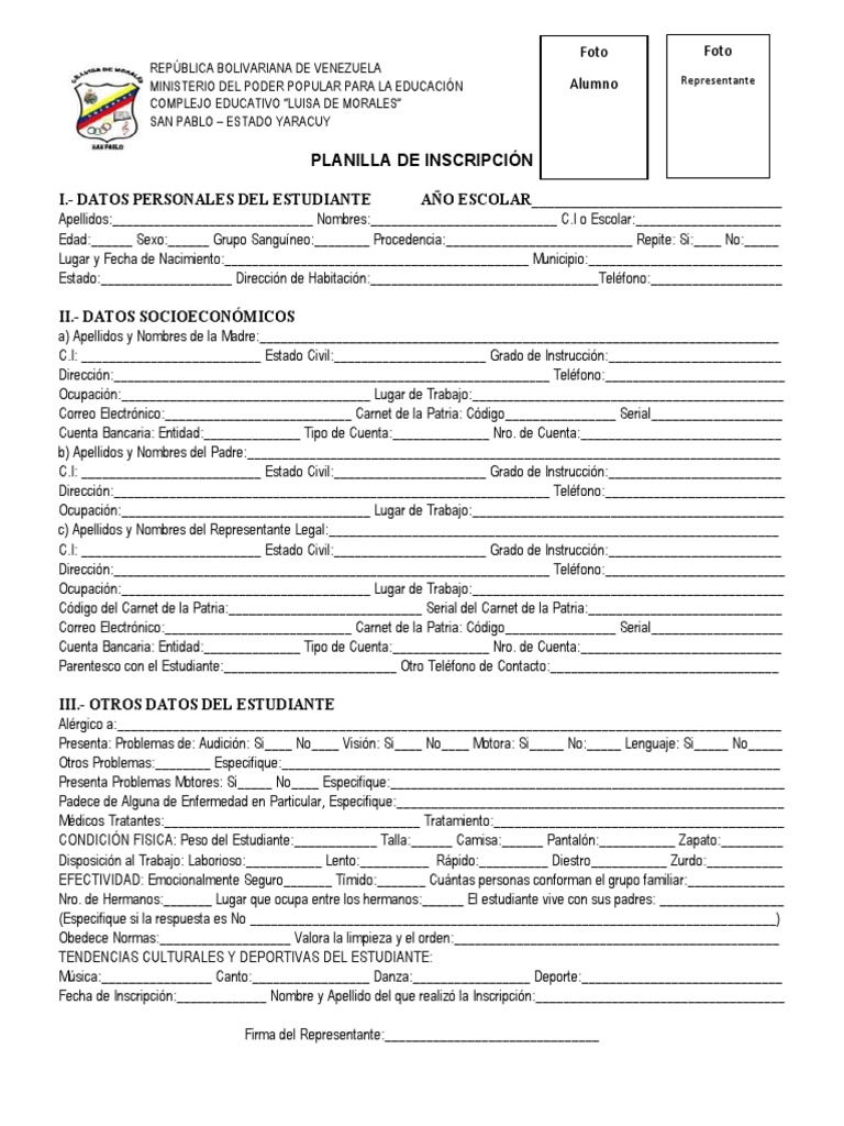 Planilla de Inscripcion | PDF