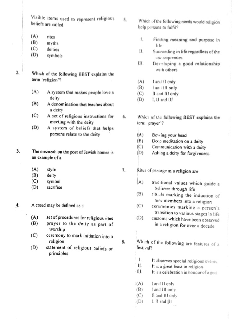 Religious Education P1 1 | PDF