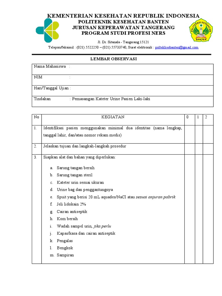LO Dan SPO Pemasangan Kateter | PDF | Sains & Matematika