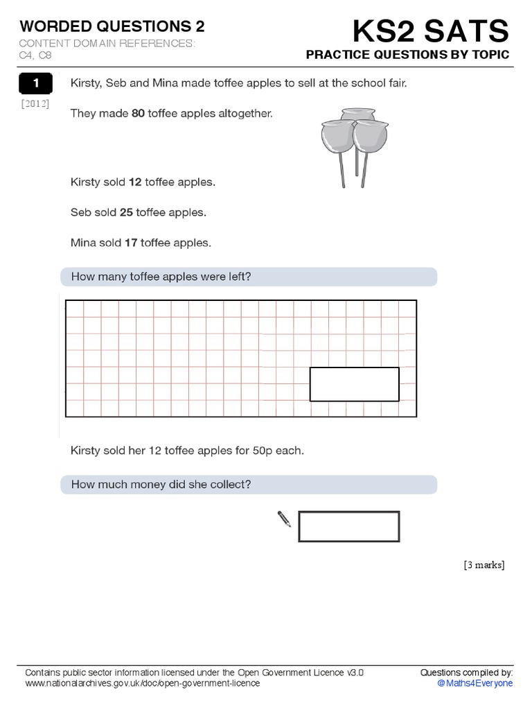 Worded Questions 2 Ks2 Sats Questions 30018 | PDF