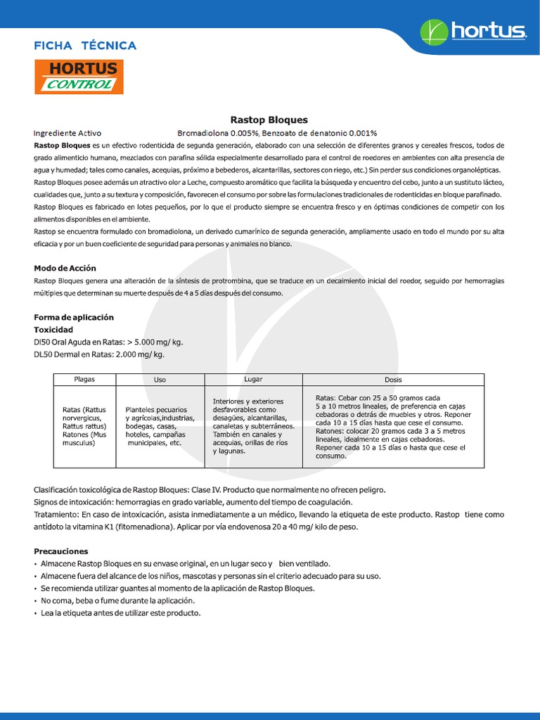 Rastop Bloques Ficha Tecnica | PDF