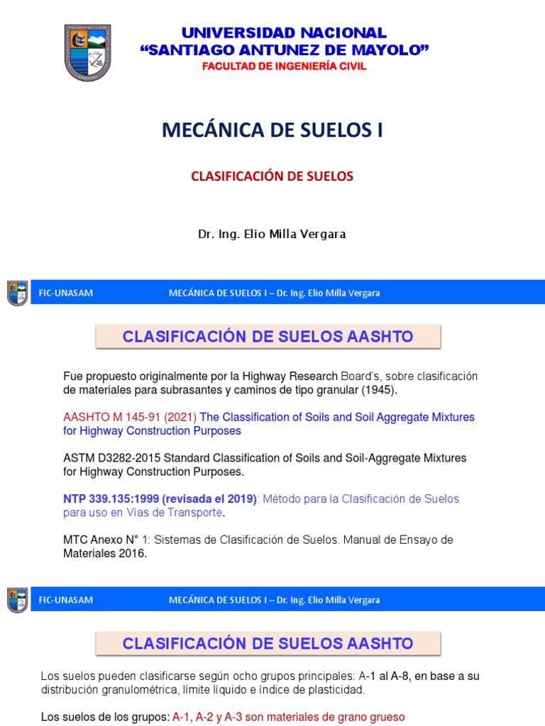 Unidad Didáctica 1-3 Clasificación AASHTO y SUCS | PDF | Mecánica de ...