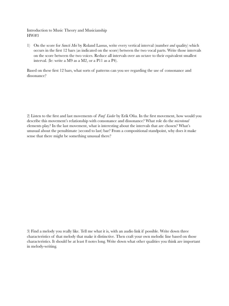 Music Theory Musicianship EXP HW3 | PDF