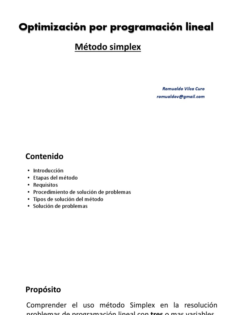 Optimización Por Programación Lineal: Método Simplex | PDF