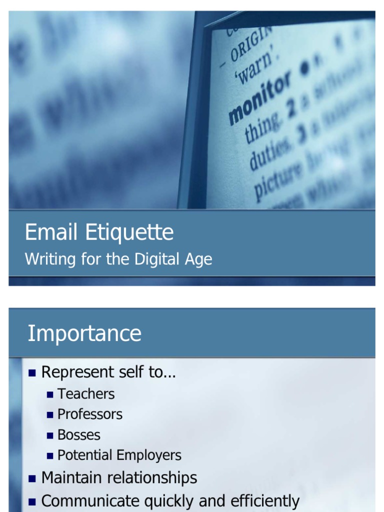Email Etiquette | PDF | Email | Communication